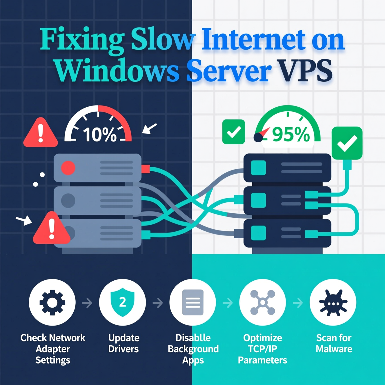 slow internet Windows Server VPS, fix network lag VPS, ping test ...