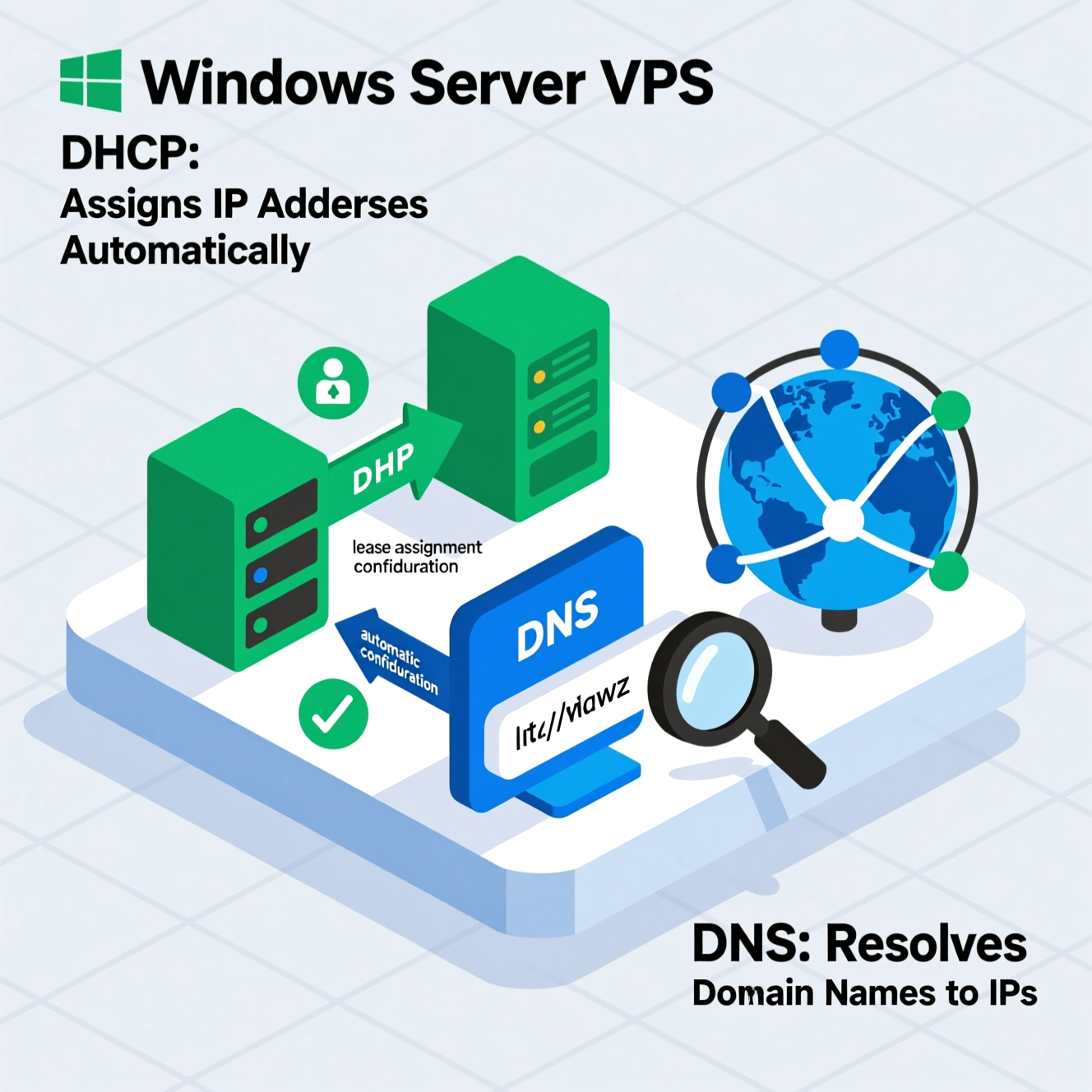 Windows Server VPS, DHCP configuration, DNS setup, Active Directory ...